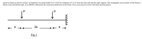 Solved A Cantilever Beam As Shown In Fig1 Is Loaded By Two
