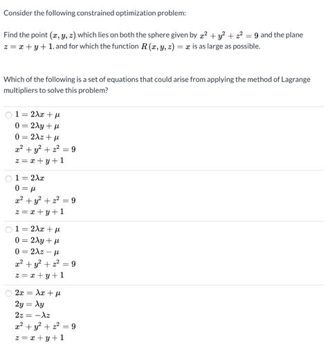 Solved Consider The Following Constrained Optimization