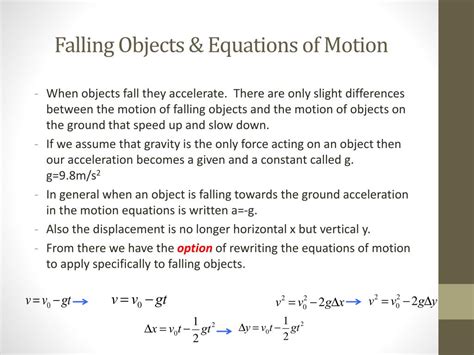 ppt agenda warm up galileo video 3 equations of motion applied to