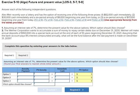 Solved Exercise Algo Future And Present Value LO Chegg Com
