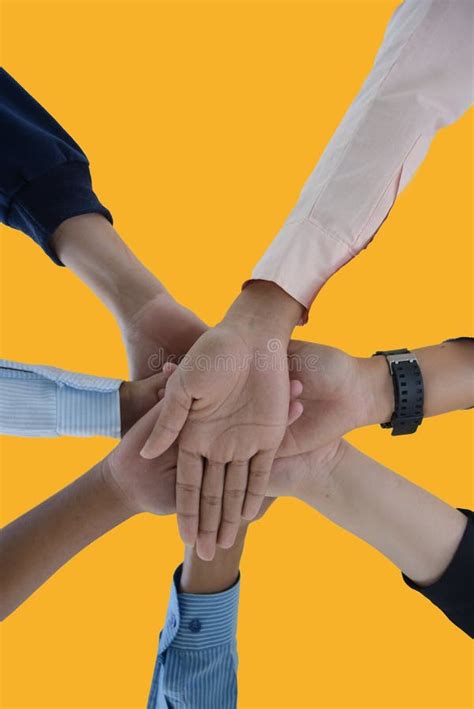 Close Up Hands Diverse Multiethnic Partners Team Together Teamwork