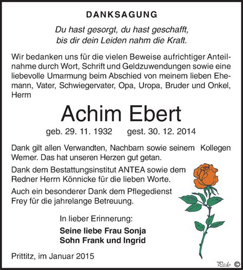 Traueranzeigen Von Achim Ebert Abschied Nehmende