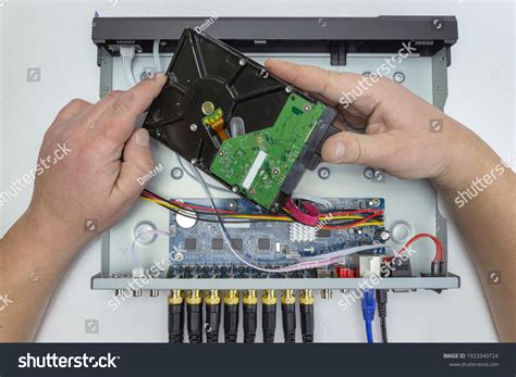 Technician Engineer Installs Hard Disk Into Stock Photo Shutterstock