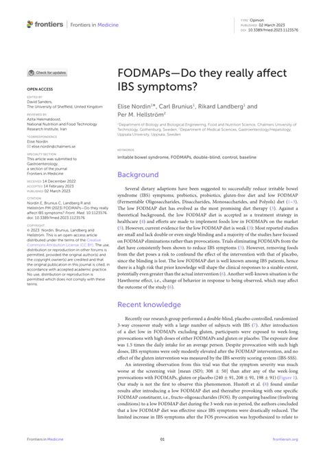 Pdf Fodmaps—do They Really Affect Ibs Symptoms