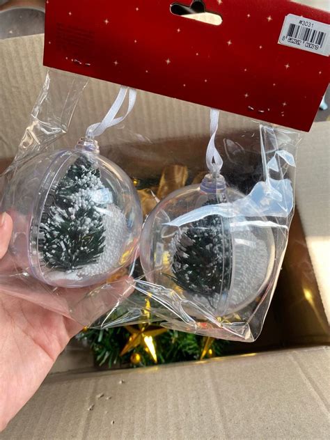 ของแต่งคริสมาสต์ บอลใสบรรจุ ต้นสน 2ชิ้น สวยๆ ไฟแต่งต้นคริสมาส์ Green House Sp Thaipick