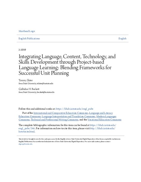 Pdf Integrating Language Content Technology And Skills Development