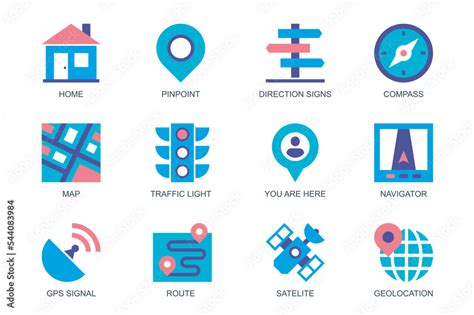 Navigation Concept Of Web Icons Set In Simple Flat Design Pack Of Home