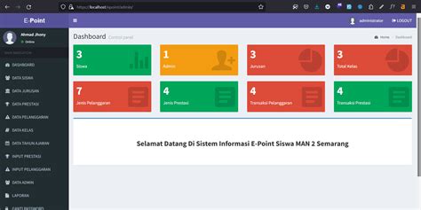 aplikasi poin pelanggaran dan prestasi siswa dengan php dan mysqli