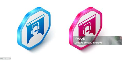 흰색 배경에서 격리된 Isometric 전화 24시간 지원 아이콘입니다 하루 종일 고객 지원 콜 센터 풀 타임 콜 서비스 육각 버튼 벡터 24에 대한 스톡 벡터 아트 및