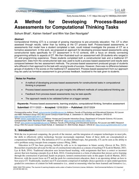 Pdf A Method For Developing Process Based Assessments For Computational Thinking Tasks