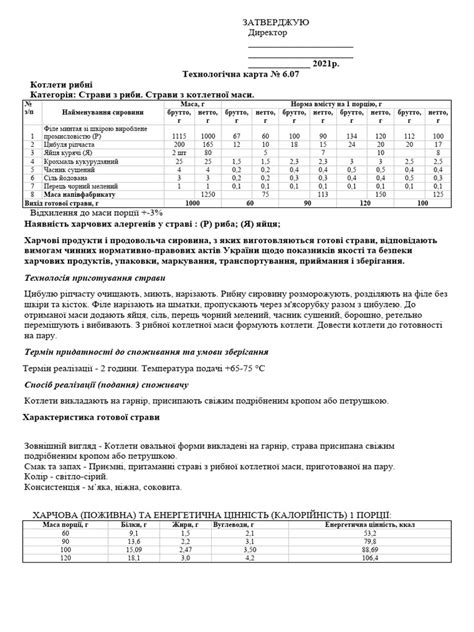 Технологічна карта № 6 07 Pdf