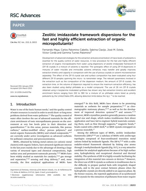 Pdf Zeolitic Imidazolate Framework Dispersions In Binary Solvent