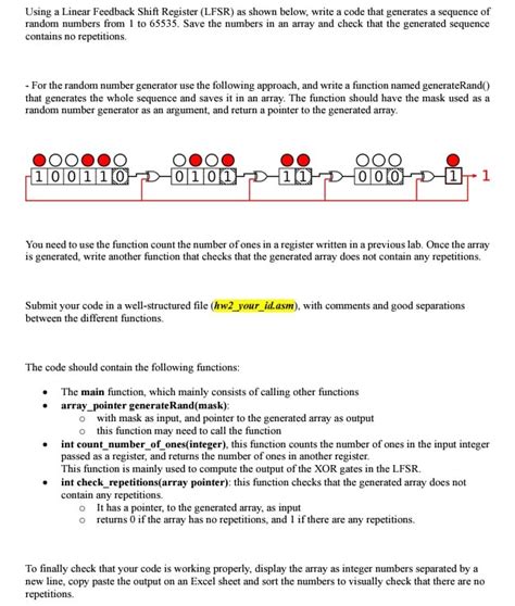Solved Using A Linear Feedback Shift Register Lfsr ﻿as
