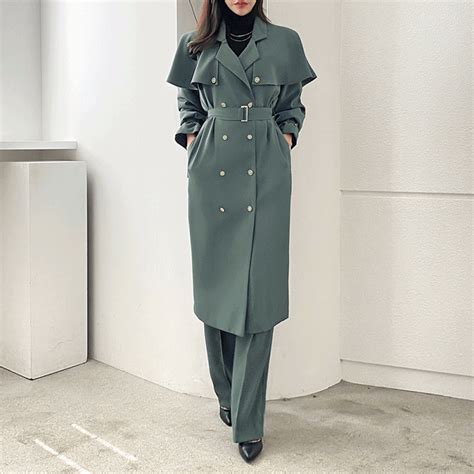 [당일출고]﻿ 여성 봄가을 정장코트 롱 트렌치 바바리 원피스 벨트 코트 여자 봄가을 간절기 아우터