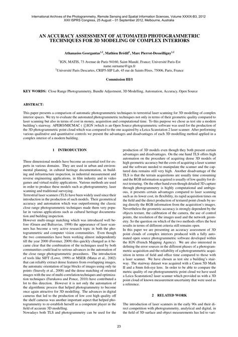 Pdf An Accuracy Assessment Of Automated Photogrammetric Techniques For 3dmodeling Of Complex