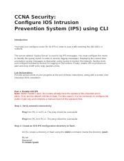 CIS Unit Lab Configure IOS Intrusion Prevention System IPS Using CLI Instructions Docx
