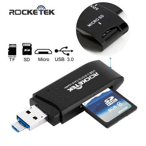 Rocketek USB 3 0 Memory Card Reader And OTG Phone Card Reader 2 Slots Card Reader For SD Micro
