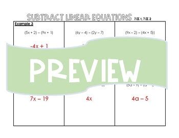 Add And Subtract Linear Equations 7th Grade Expressions And Equations