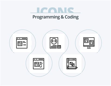 Programming And Coding Line Icon Pack 5 Icon Design Coding C Development File Develop