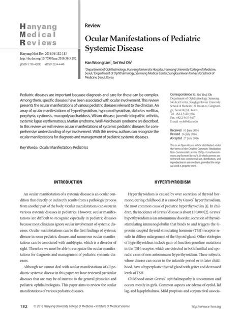 Ocular Manifestations Of Pediatric Systemic Disease Pdf Thyroid Stimulating Hormone