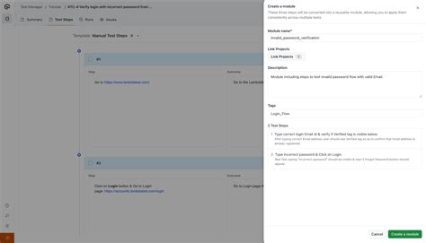 Create Modules Lambdatest