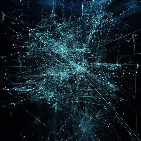 Glowing Network Of Interconnected Particles In Digital Space Stock