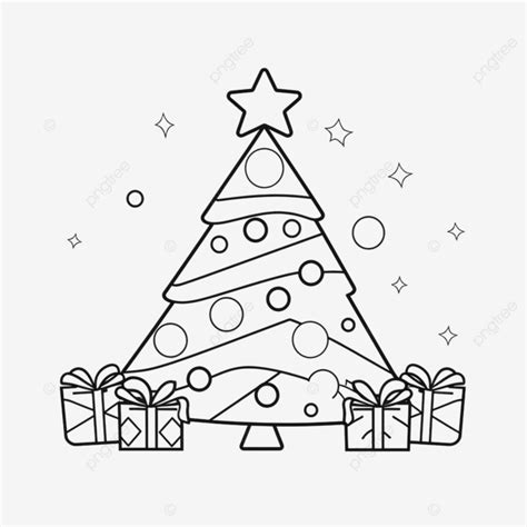 어린이와 성인을 위한 사랑스러운 크리스마스 트리 색칠 공부 페이지 사랑스러운 색칠하는 아이들 색칠 공부 Png 일러스트 및