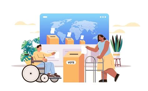 Premium Vector Disabled Man And Woman Voting Election Voter