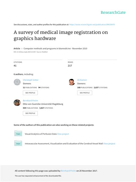 a survey of medical image registration on graphics pdf shader graphics processing unit