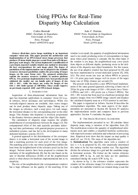 Pdf Using Fpgas For Real Time Disparity Map Calculation