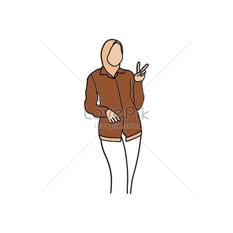 여자 포즈 라인 아트 스타일 일러스트 무료 다운로드 Lovepik