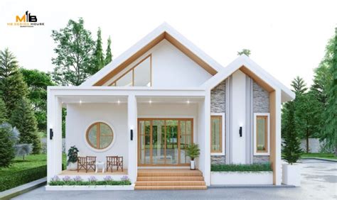 ไอเดียแบบบ้านชั้นเดียว Minimal Style ทรงจั่ว โทนสีขาว ดูอบอุ่น ขนาด 4 ห้องนอน 2 ห้องน้ำ พื้นที่