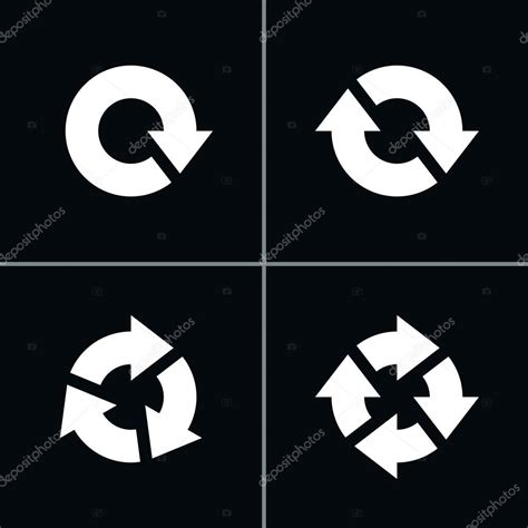 4 Arrow Pictogram Refresh Reload Rotation Loop Sign Set Stock Vector