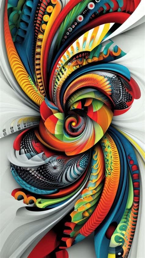 A Vibrant Abstract Swirl Of Colors And Patterns Creating A Dynamic Visual Experience Stock