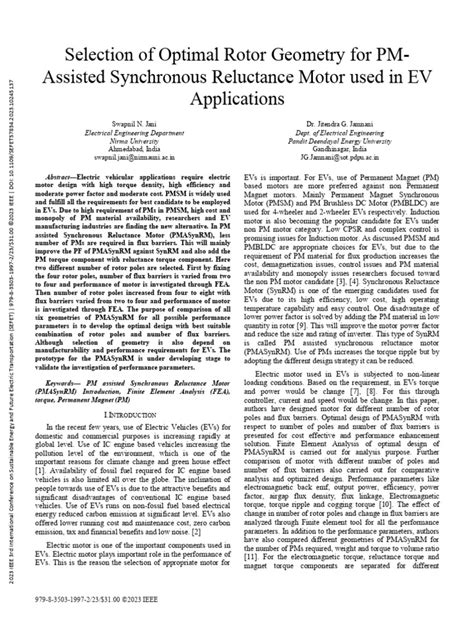 Selection Of Optimal Rotor Geometry For Pm Assisted Synchronous Reluctance Motor Used In Ev