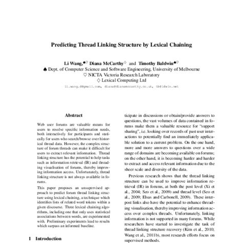 Predicting Thread Linking Structure By Lexical Chaining Acl Anthology