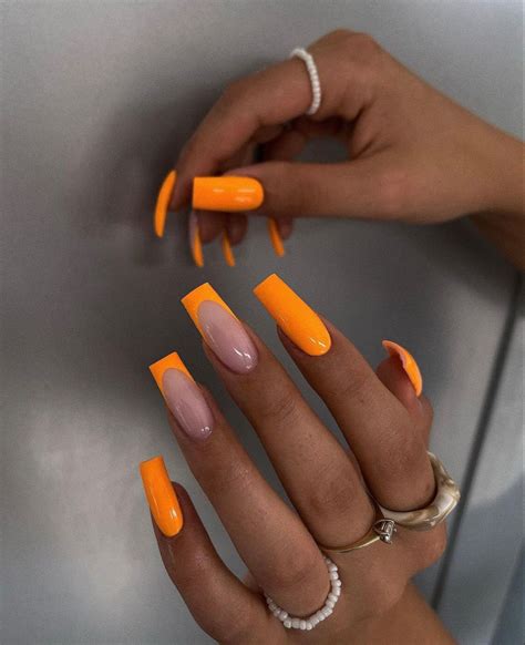Pin On Nails Nail Colors Stylish Nails Orange Acrylic Nails