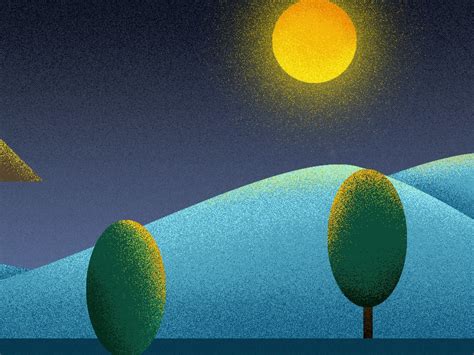 月圆夜寂静小山村插画 Z59138692 站酷ZCOOL