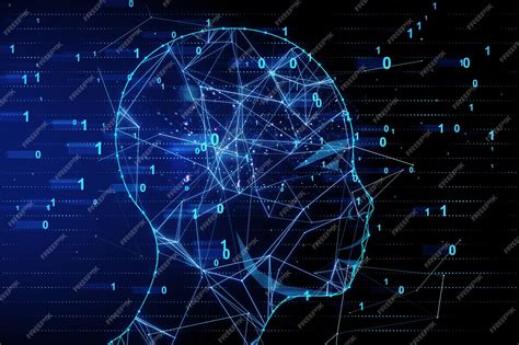 Premium Photo Abstract Binary Code Face Outliine Interface On Dark