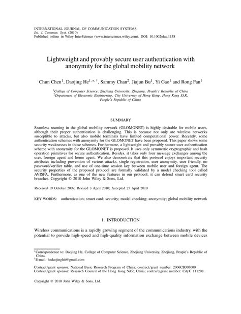 pdf a secure and lightweight user authentication scheme with