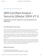 IBM Certified Analyst Security QRadar SIEM V7 5 Exam Guide Course Hero