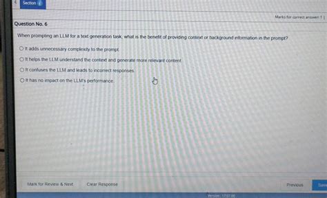 Section I Marks For Correct Answen I StudyX