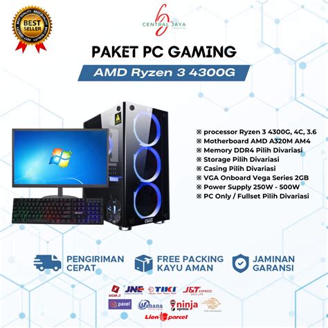 Jual Pc Gaming Fullset Amd Ryzen G Ram Gb Hdd Ssd Monitor Inch Garansi