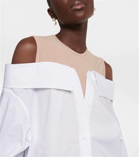 Valentino Off Shoulder Cotton Poplin Shirt Valentino