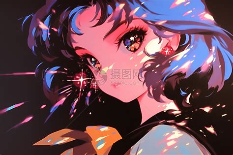 动漫风格蓝发女性角色插画插画图片下载 正版图片604018960 摄图网