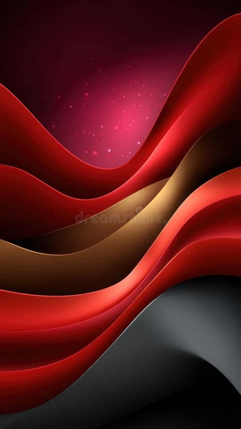 Abstract Red And Black Wavy Layers With Glowing Particles Background Stock Image Image Of