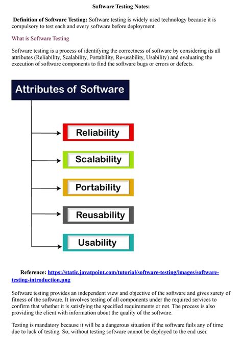 Software Testing Notes Software Testing Notes Definition Of Software