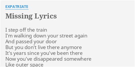 Missing Lyrics By Expatriate I Step Off The
