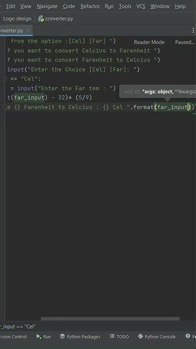 In 1 Minute Celcius Farenheit Converter Python Mini Project Youtube