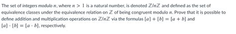 solved the set of integers modulo n where n 1 is a